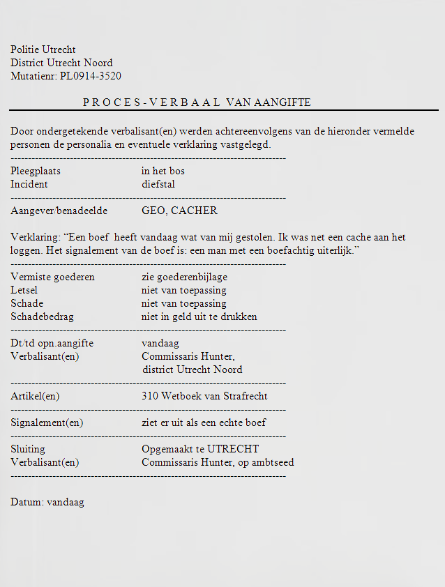 GC12H3G Commissaris Hunter (Unknown Cache) in Utrecht, Netherlands ...